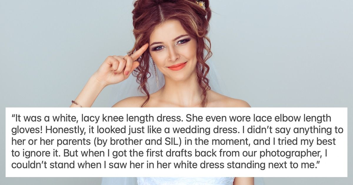Bride asks if she was wrong for photoshopping niece out for wearing white. AITA? | Someecards ...