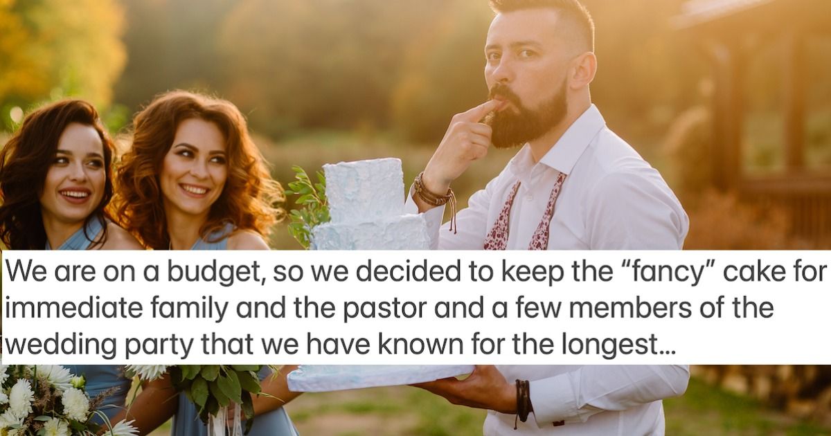 Couple on a budget serves 2 types of cake at wedding, family is ...
