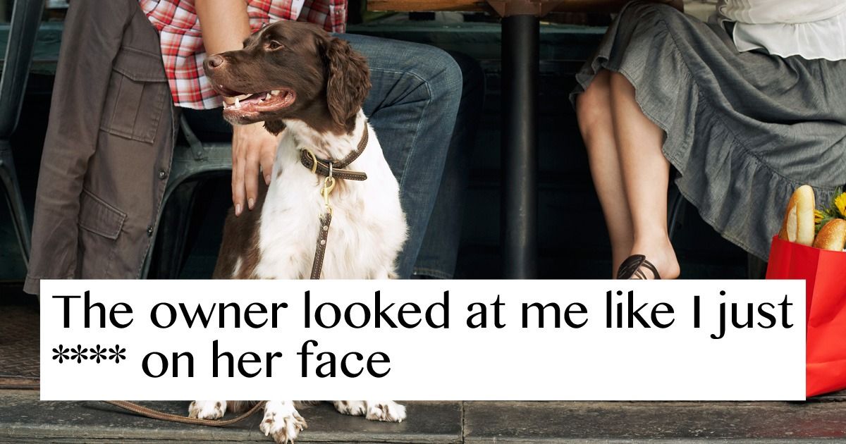 Guy asks diner if her dog wants 'floor bacon.' Woman: 'give it to your ...