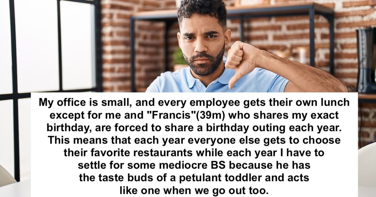 Man skips joint birthday lunch with 'petulant' coworker, office begs ...