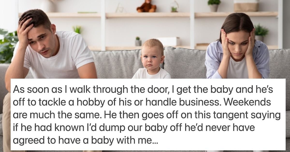Tired mom doing 95% of the childcare 'dumps' baby off with husband ...