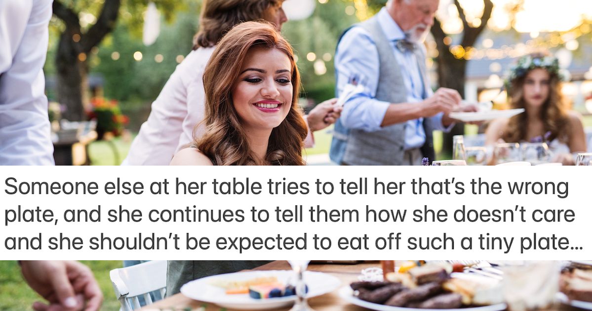Wedding guest shames fellow guest for eating off of a decorative plate ...