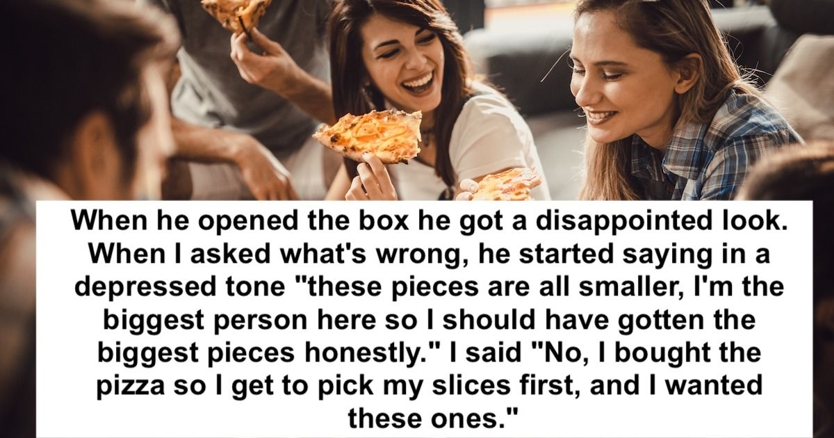 Woman buys pizza to share with roomies, takes biggest slices, roommate gets mad. AITA ...