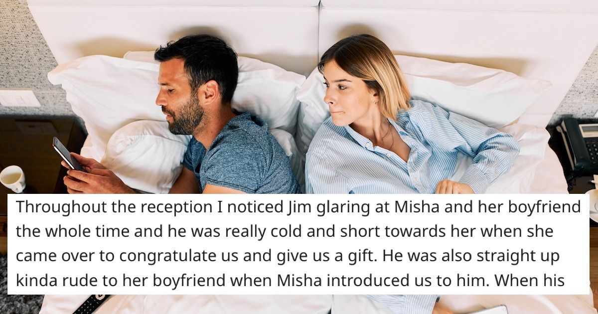 Woman's husband acts weird around female BFF at their wedding so she ...