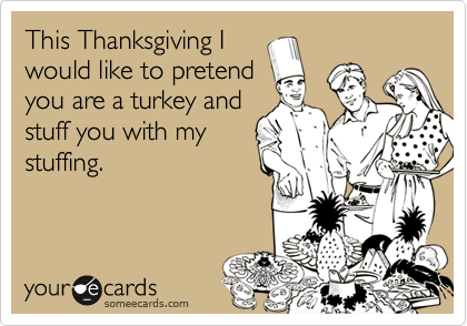This Thanksgiving I would like to pretend you are a turkey and stuff ...