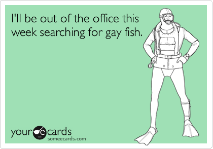 I'll be out of the office this week searching for gay fish. | Workplace ...