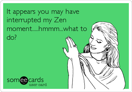 It appears you may have interrupted my Zen moment.....hmmm...what to do ...